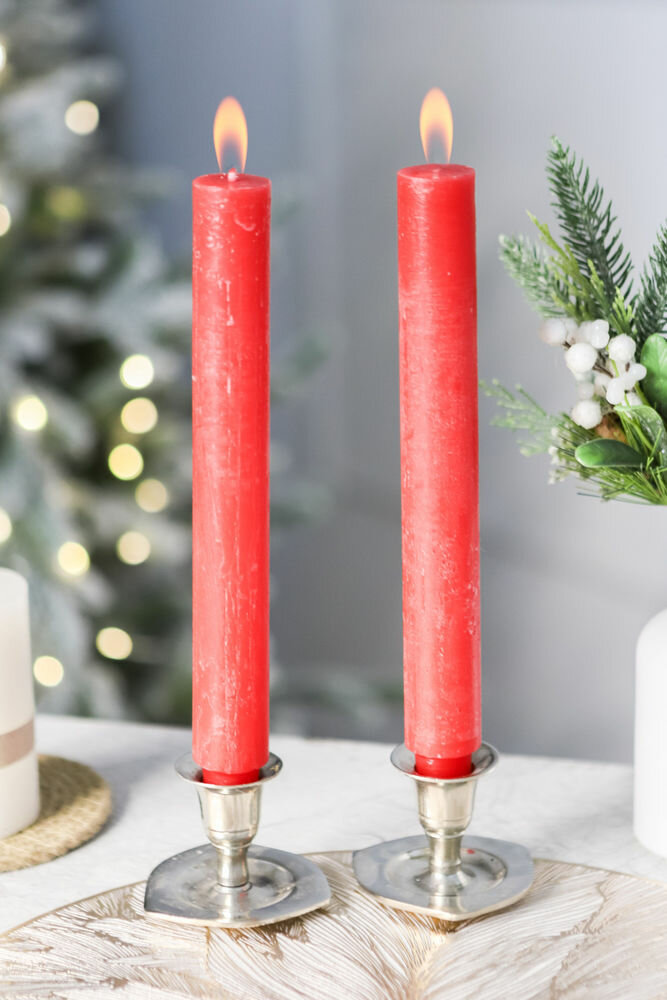 Набор столовых свечей менсал, парафин, красный, 25 см, 2 шт, Koopman International ACB100140
