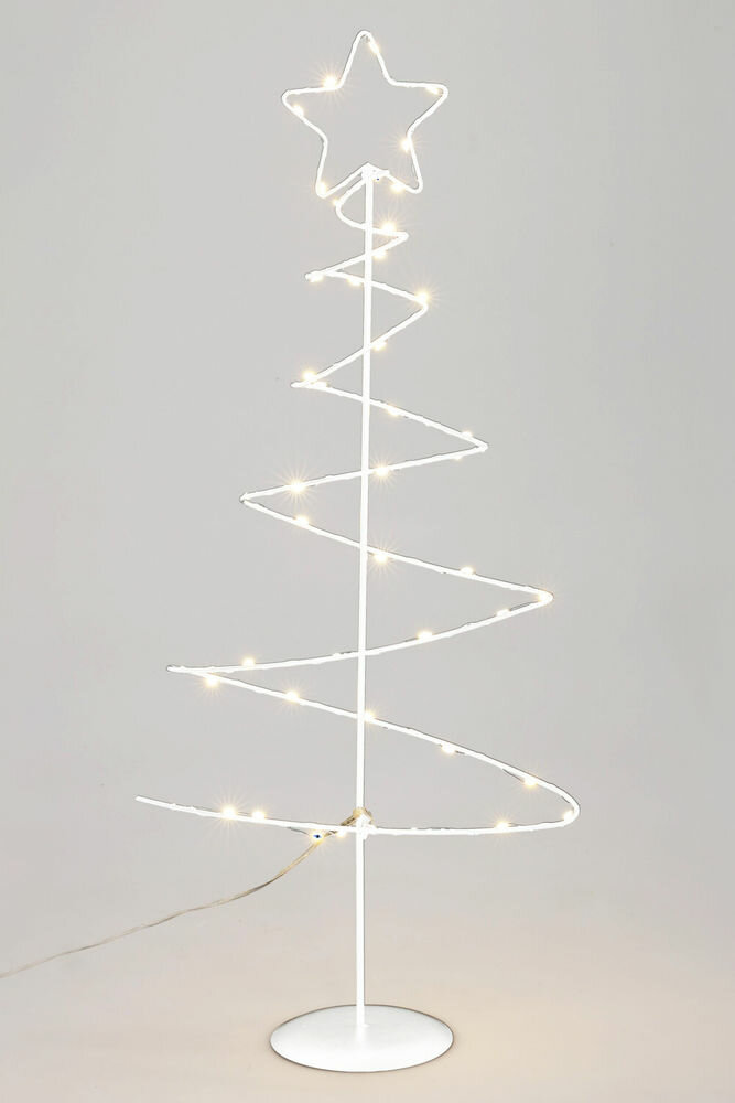 Декоративная светящаяся ЕЛЬ 'риццо', металл, белый, 46 тёплых белых LED-огней, 53 см, таймер, батарейки, Koopman International AMZ130400