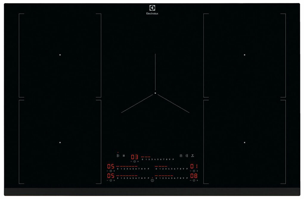 Варочная панель Electrolux EIV84550 черный, 5 индукционных, 78 см, 2 Bridge, мультислайдер