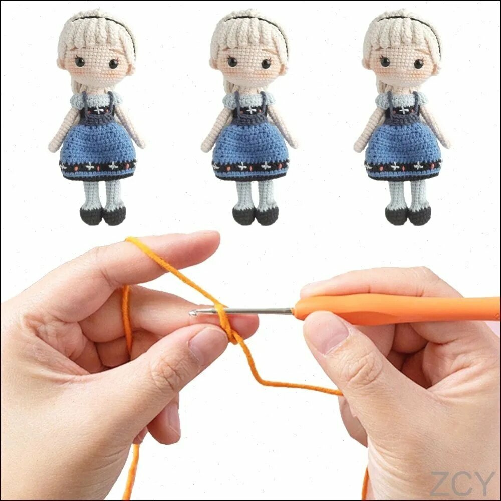 Набор для вязания крючком из шерсти ручной работы/пакет материалов для вязания кукол/около 23 см в высоту