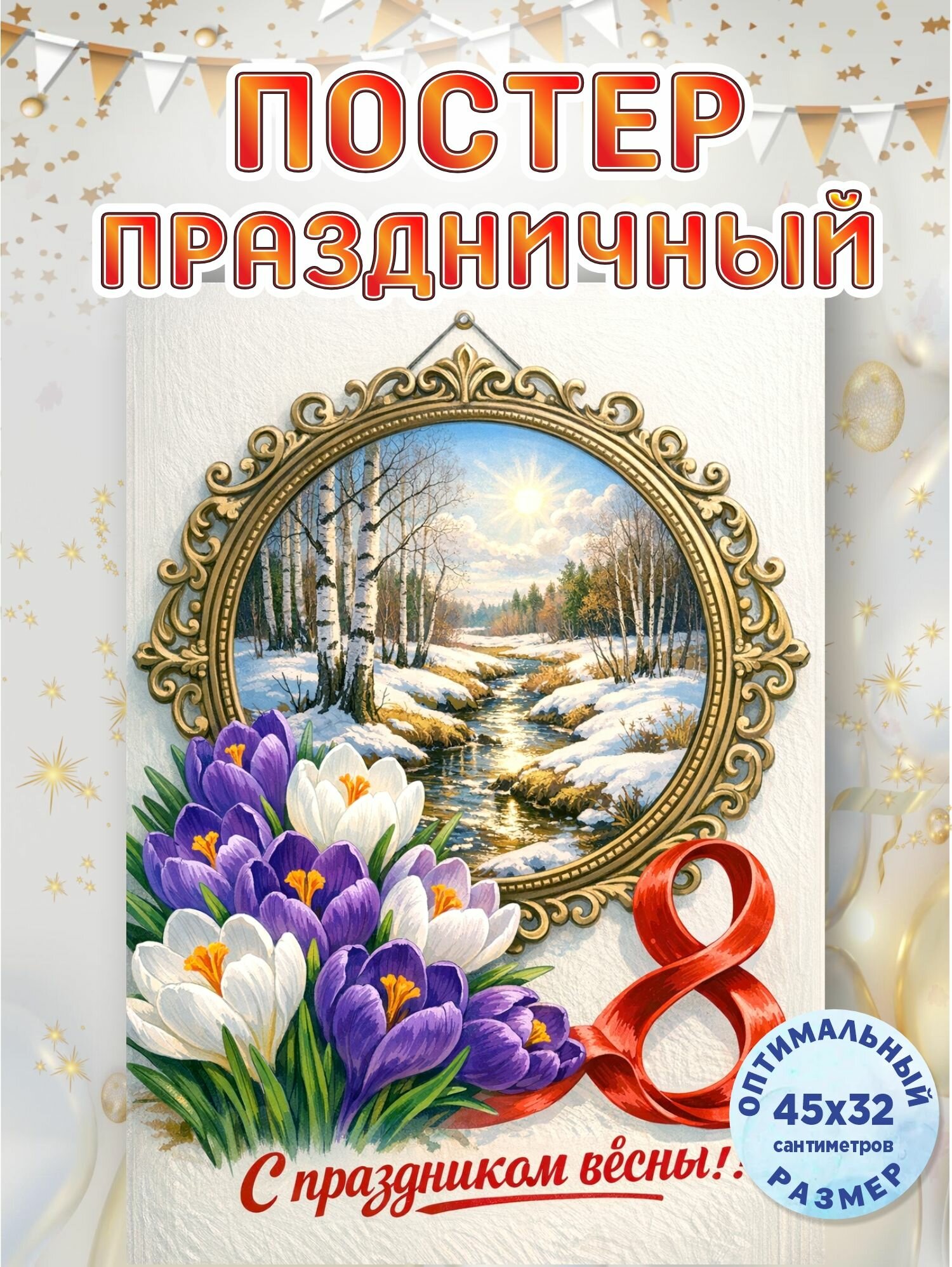 Плакат 8 Марта, Постер на женский день 32х45см