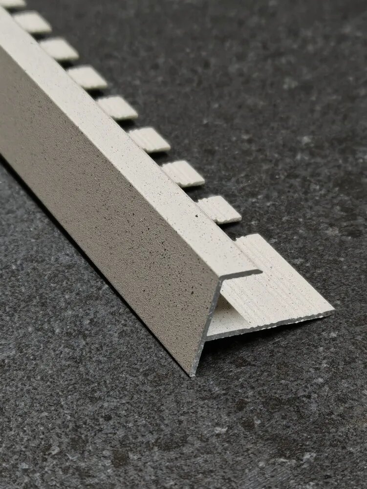 Профиль F-образный алюминиевый для плитки 10мм 2.7м Бежевый муар