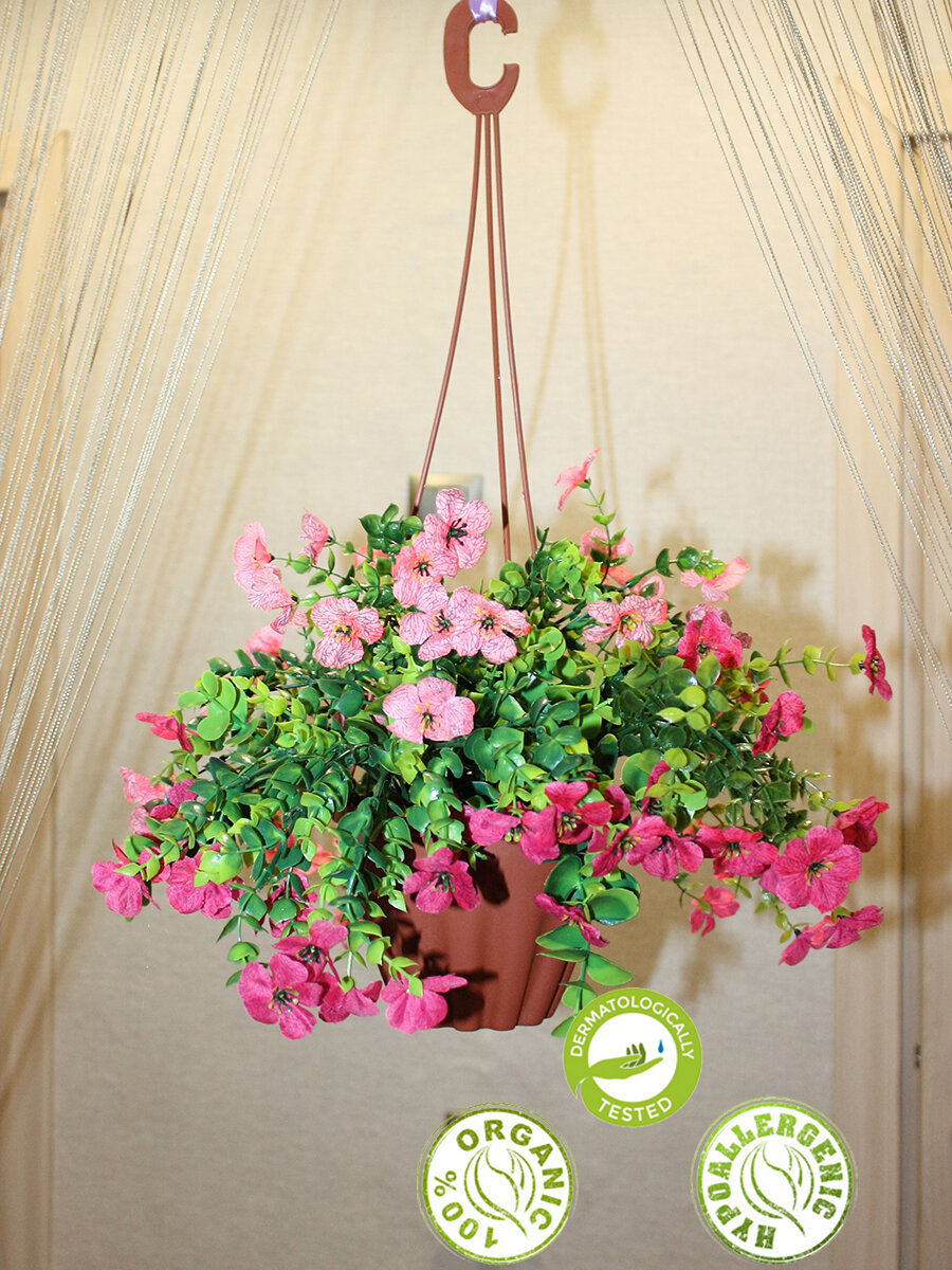 Искусственные растения фиалки в подвесном кашпо от бренда Holodilova