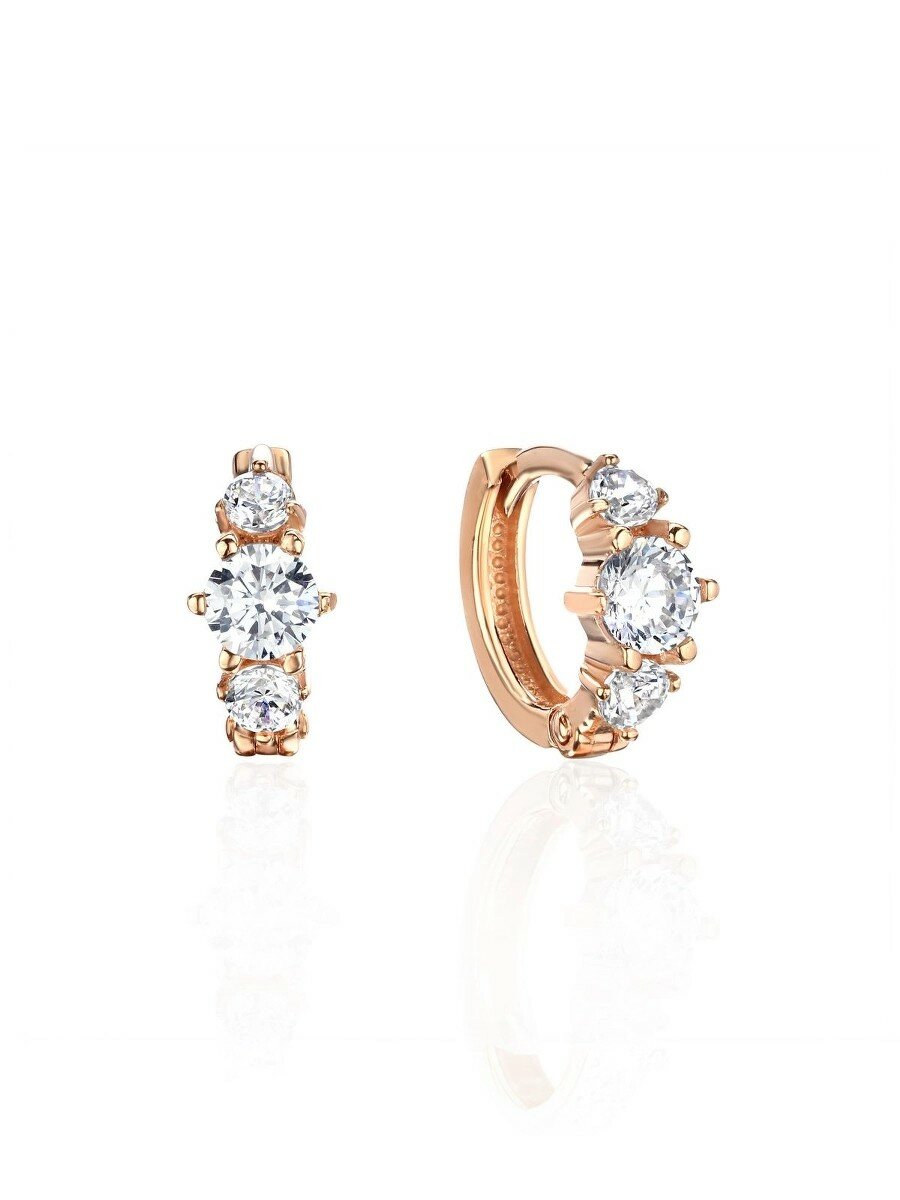 Серьги, красное золото, 375 проба, фианит