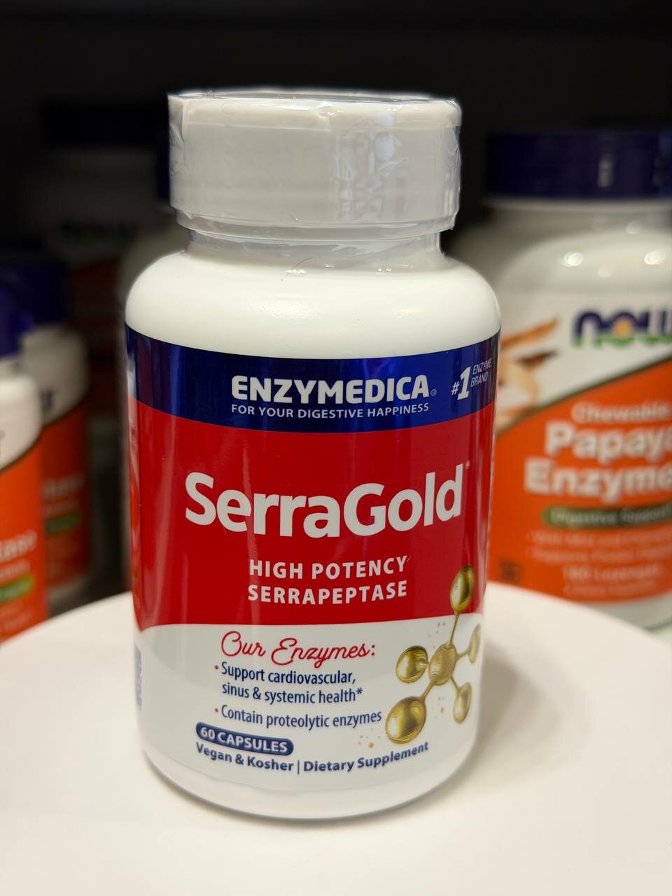 Enzymedica SerraGold высокоэффективная серрапептаза для поддержки суставов, сосудов и воспалительных процессов 60 капсул