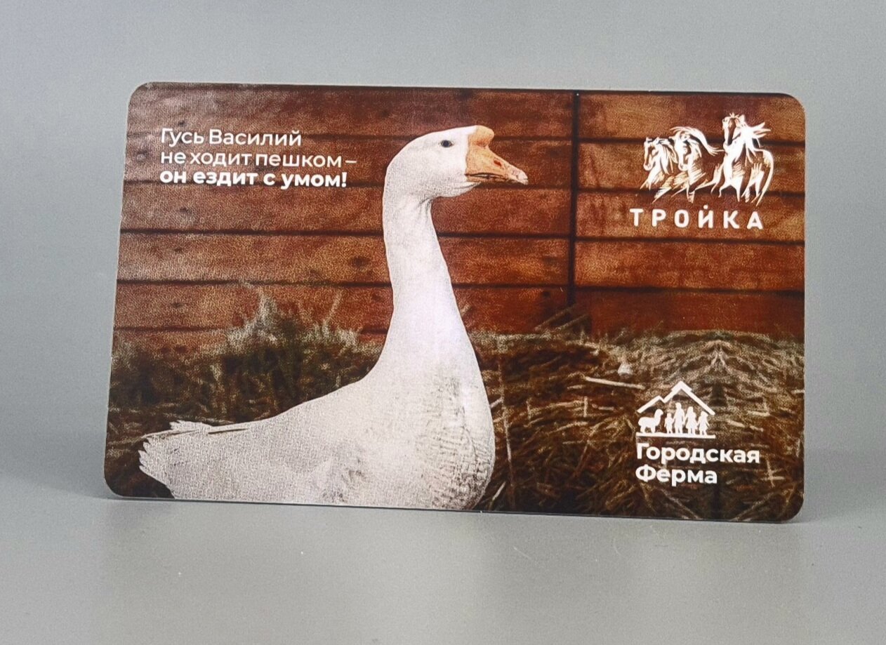 Коллекционная транспортная карта Тройка Гусь Василий - Городская ферма ВДНХ. пластик