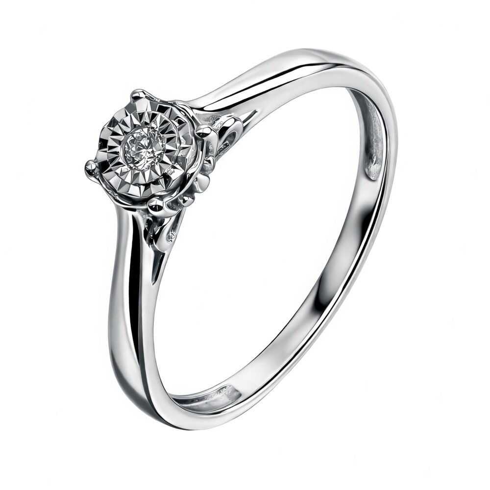 Кольцо, белое золото, 585 проба, родирование, бриллиант