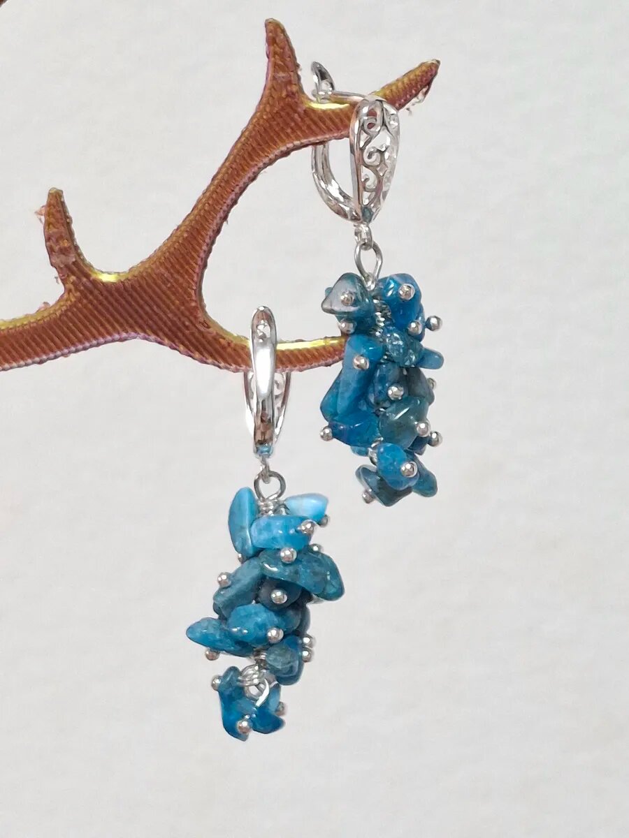 Серьги, аквамарин, металл