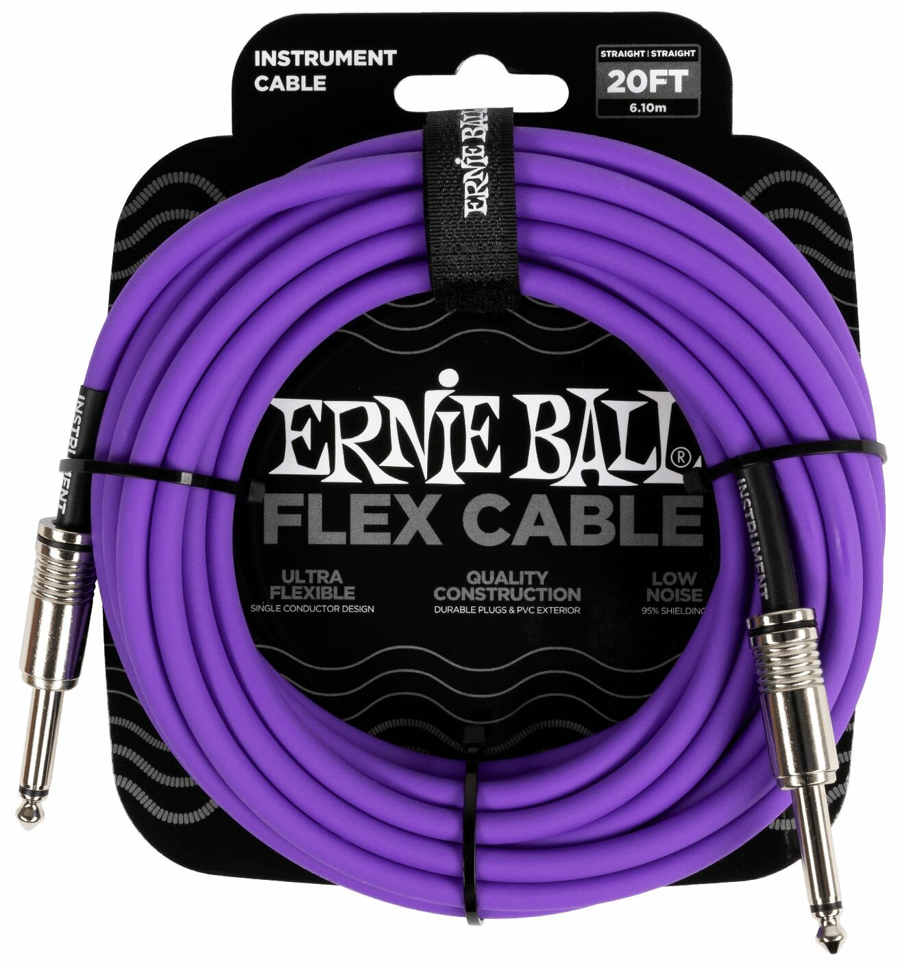 Инструментальный кабель Ernie Ball 6420 6м Flex Purple, провод для музыкальных инструментов, прямые коннекторы джек джек