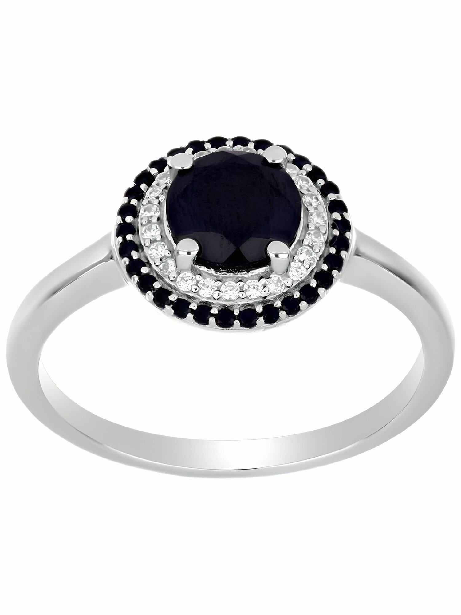 Кольцо тонкое, серебро, 925 проба, родирование, шпинель, фианит