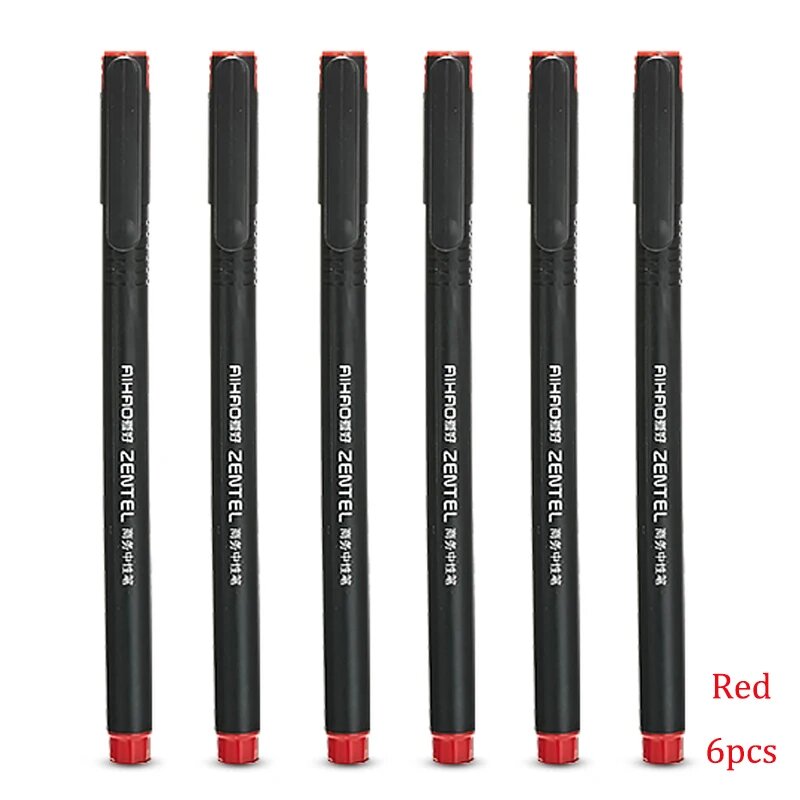 6 шт. гелевые ручки AIHAO 8620, 0,5 мм Красный, 6pcs Red pen