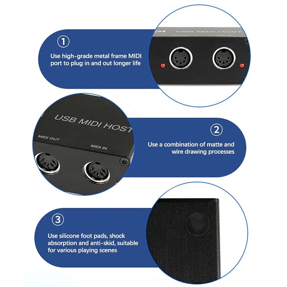 1 USB-MIDI-Хост-Генератор Гитарных Эффектов-Синтезатор, металлический корпус, для подключения MIDI устройств