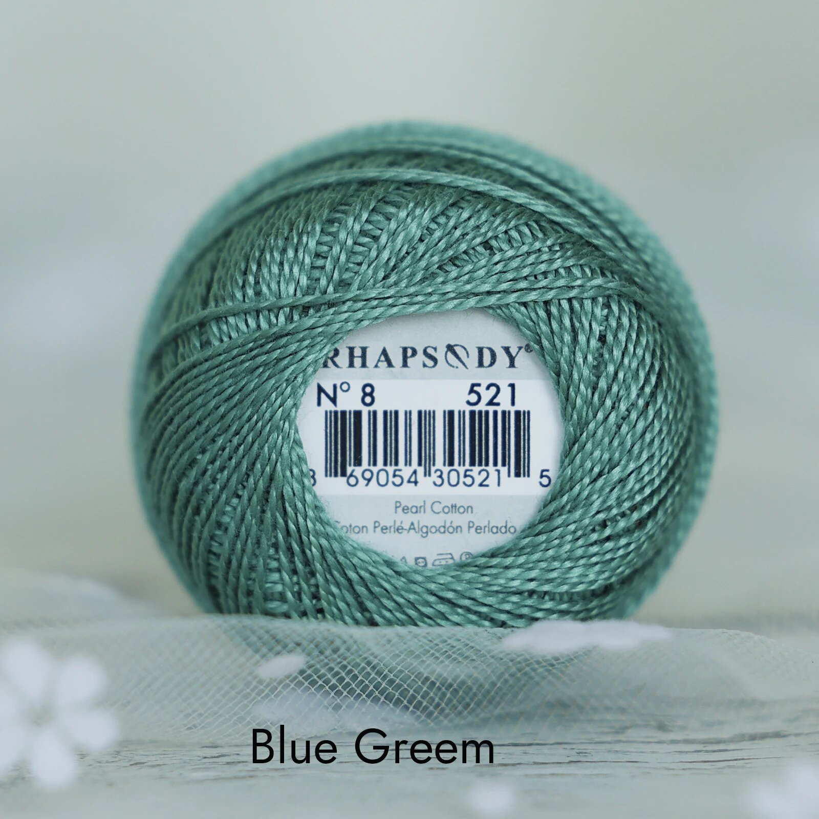 Хлопковые нитки Rhapsody размер 8 египетский жемчуг 2 шт 521 Blue Green