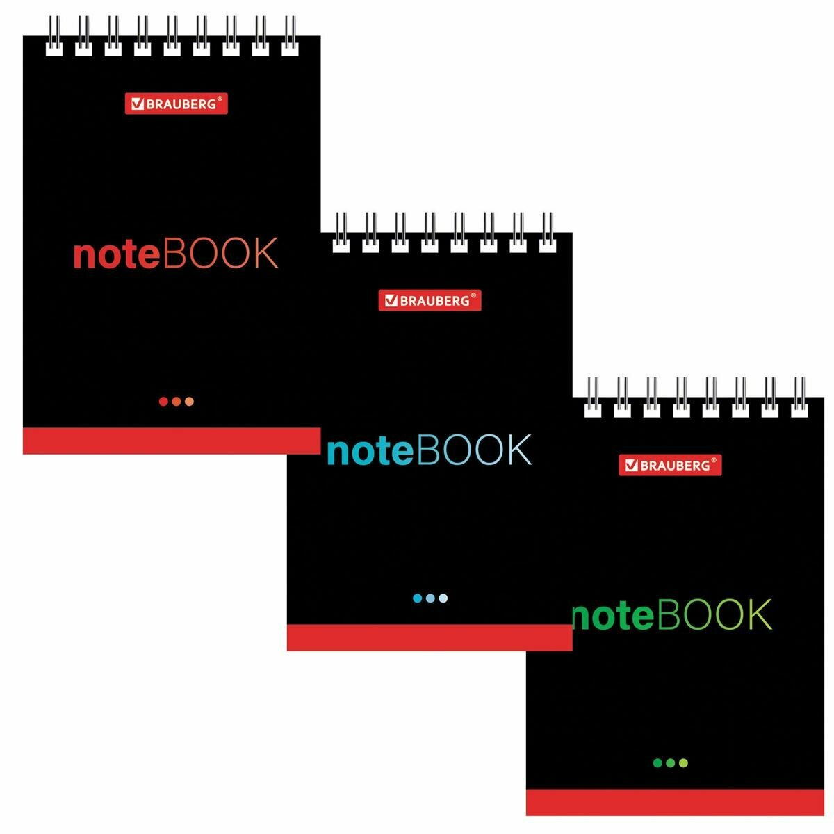 Блокнот A7 75х105мм, 40л в клетку, на гребне, картон 200 г/м2, BRAUBERG "Черный стиль"