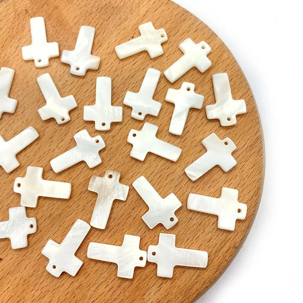 Бусины Из Натурального пресноводного жемчуга, ракушки россыпью, в форме Креста, белые, для самостоятельного изготовления ожерелий, серег, браслетов, 17x22 мм, 20 шт./упаковка