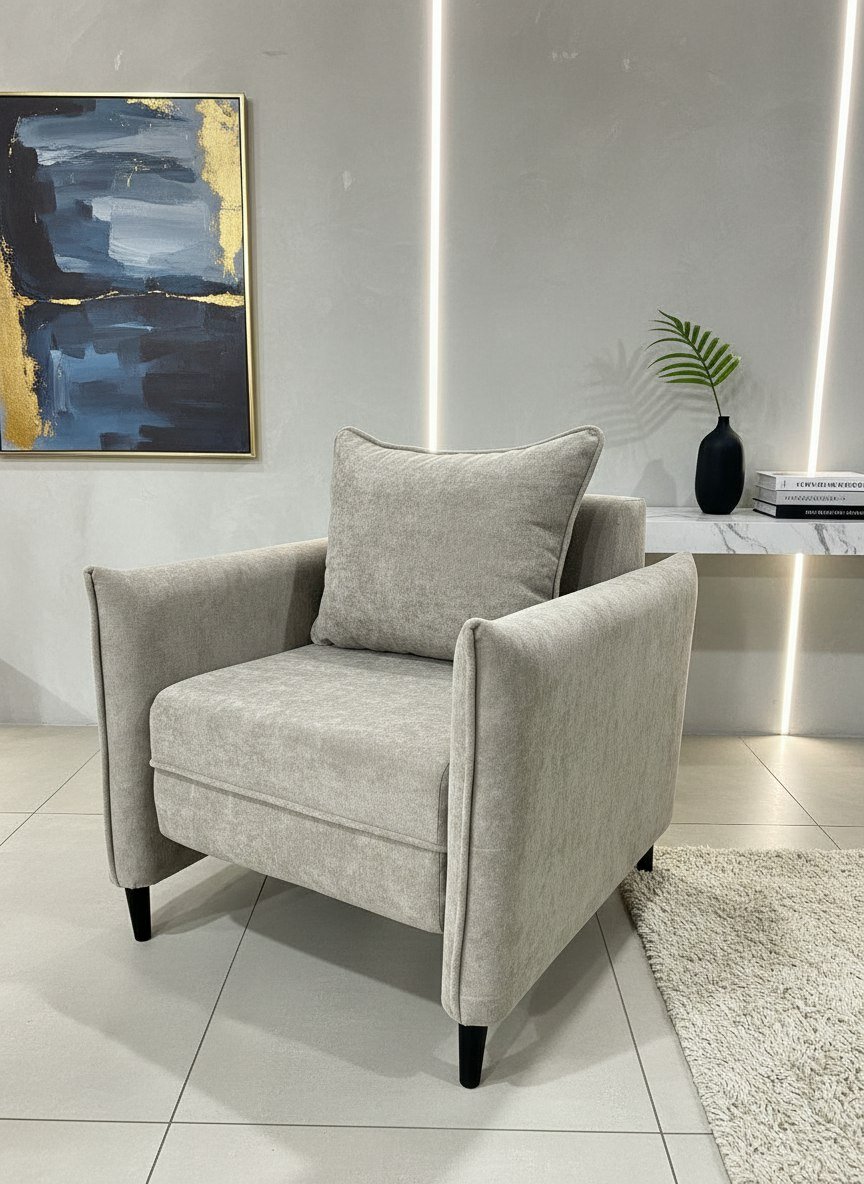 Кресло-кровать РИО, микровелюровая обивка, с подлокотниками, клик-клак, бежевое