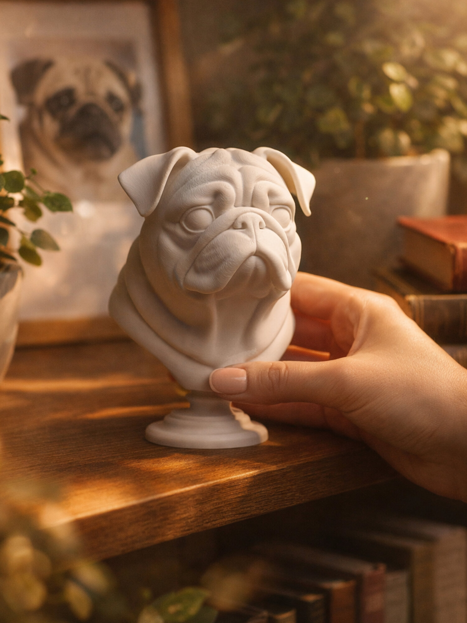 Статуэтка бюст собаки (Мопс). Декоративная фигурка для интерьера