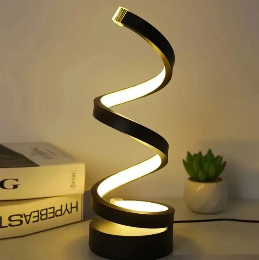 Черная LED лампа-спираль, 3 цвета