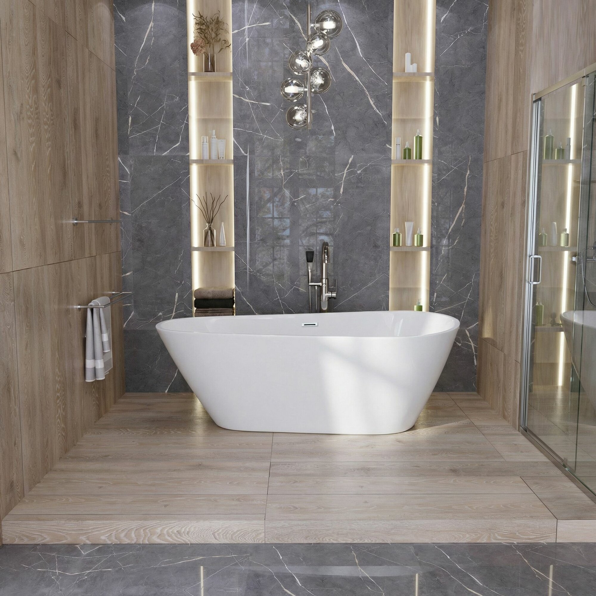 Ванна отдельностоящая Grossman Fly GR-1102 (170х80х60) цвет белый,1 место