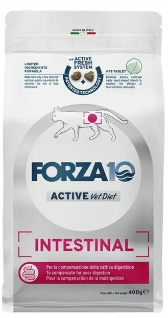 Forza10 Active Intestinal сухой корм для взрослых кошек при проблемах пищеварения с рыбой 400гр.