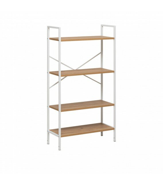 Стеллаж Leset Стилвуд 24 широкий, 4 полки, белый / дуб крафт золотой
