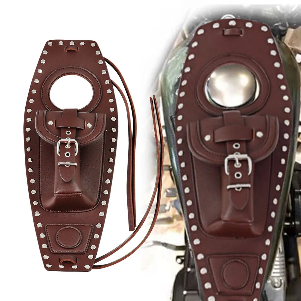 Мотоциклетный кожаный чехол на бак, панель, нагрудник, бюстгальтер, сумка для Harley Davidson brown