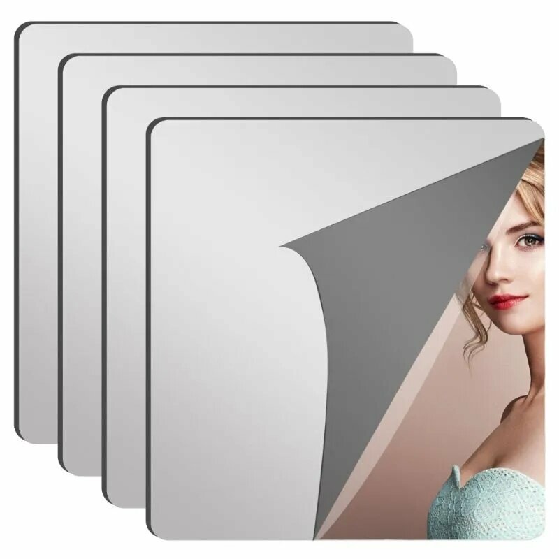 (4 шт) Акриловое зеркало самоклеящееся-20смх20см