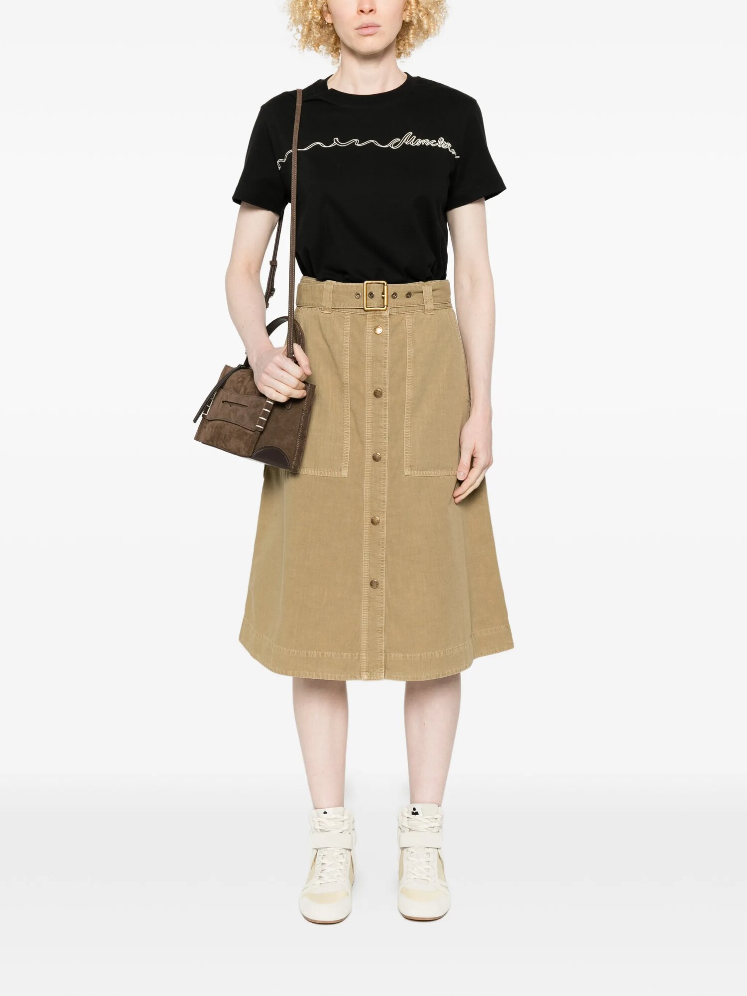 Юбка Moncler Belted midi skirt, размер 38, разноцветный — фото 1