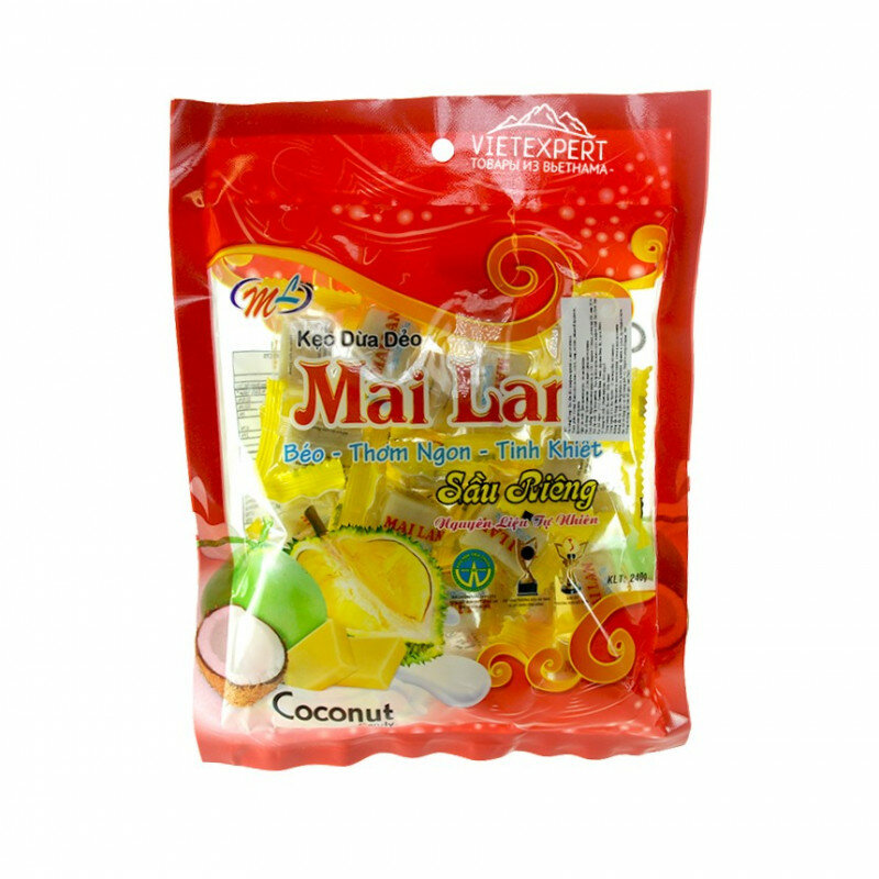 Вьетнамские конфеты ассорти Mai Lan Thap Cam, кокос, дуриан (240 гр.)