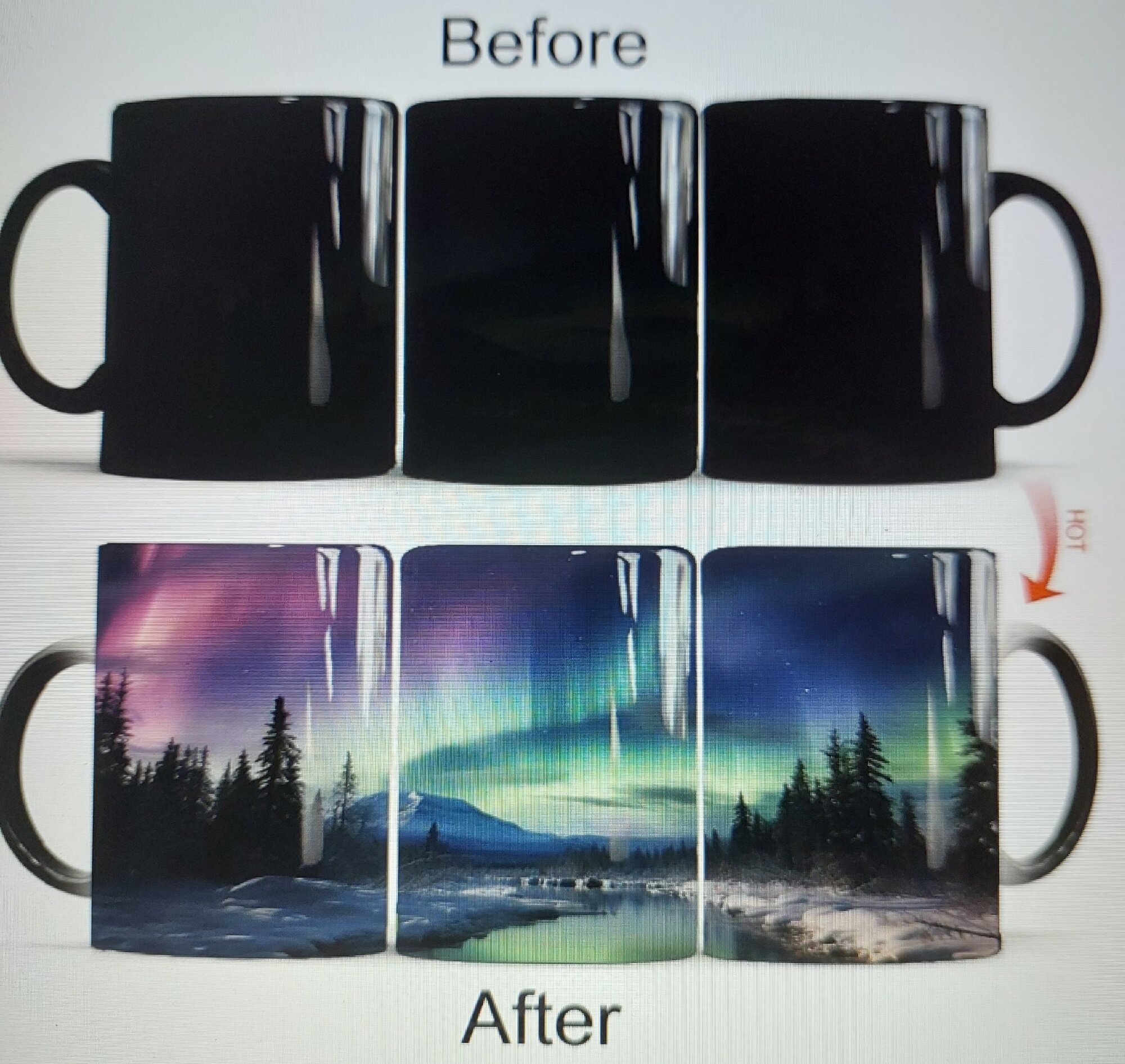 Кружка- хамелеон с с терморисунком "Полярное сияние"