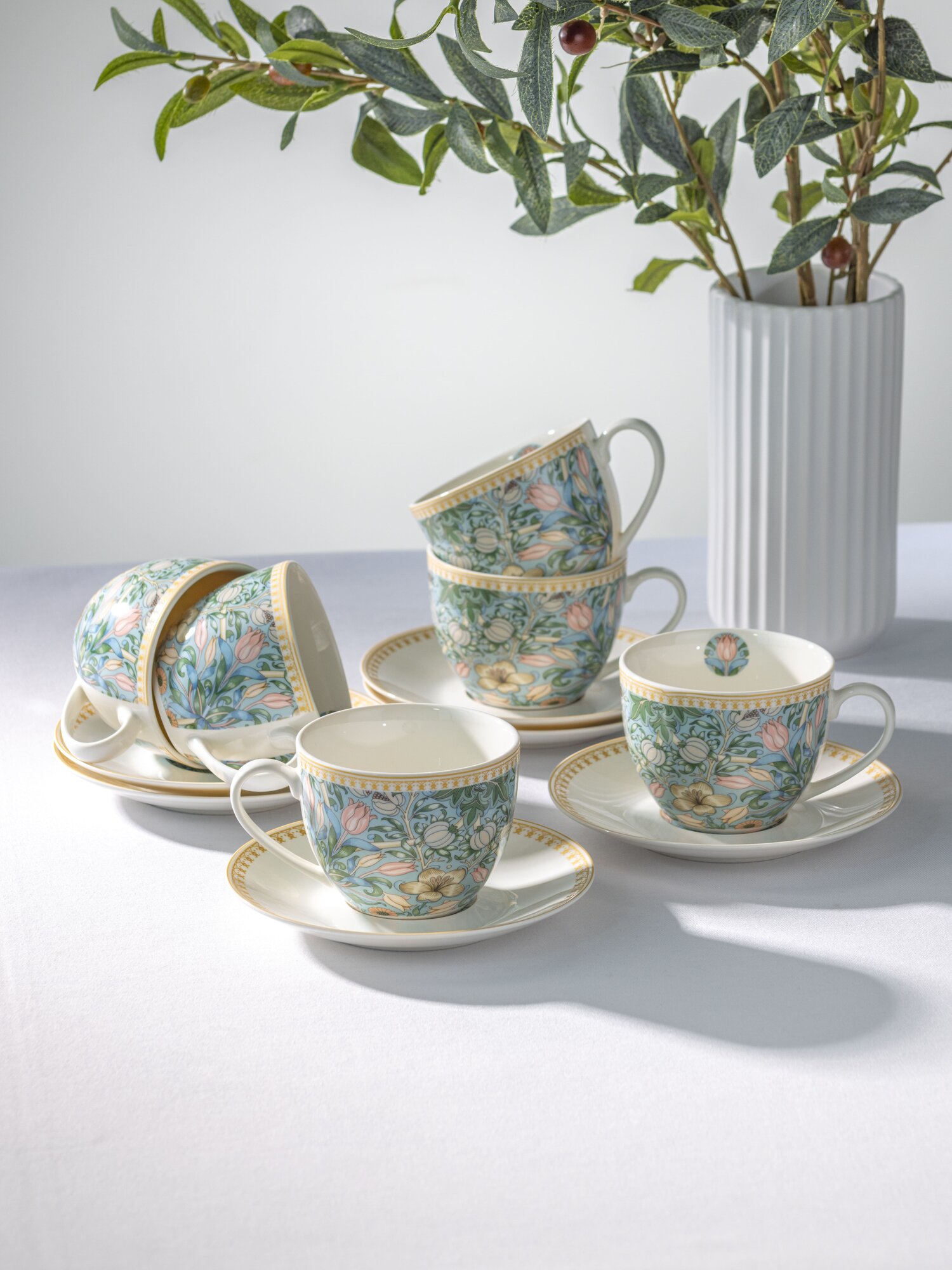 Чайный сервиз FIORETTA "FLOWERS" 250 мл на 6 персон 12 предметов фарфоровый