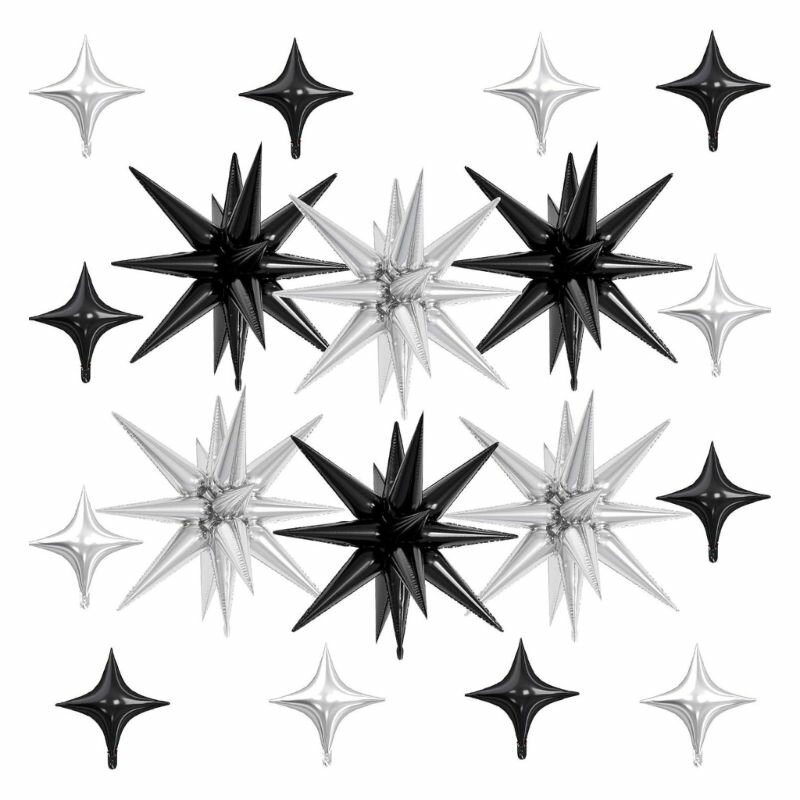 18 стандартных баллонов из алюминиевой пленки с взрывоопасной звездой