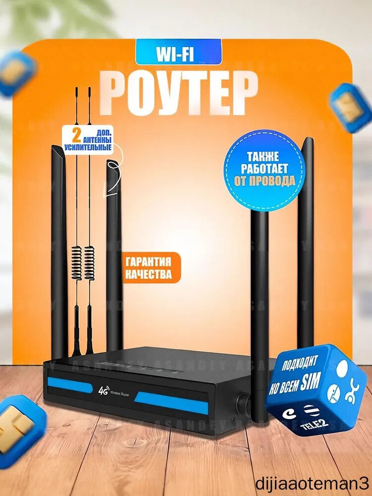 Роутер wifi с сим картой 4G LTE с внешними выносными антеннами ED126