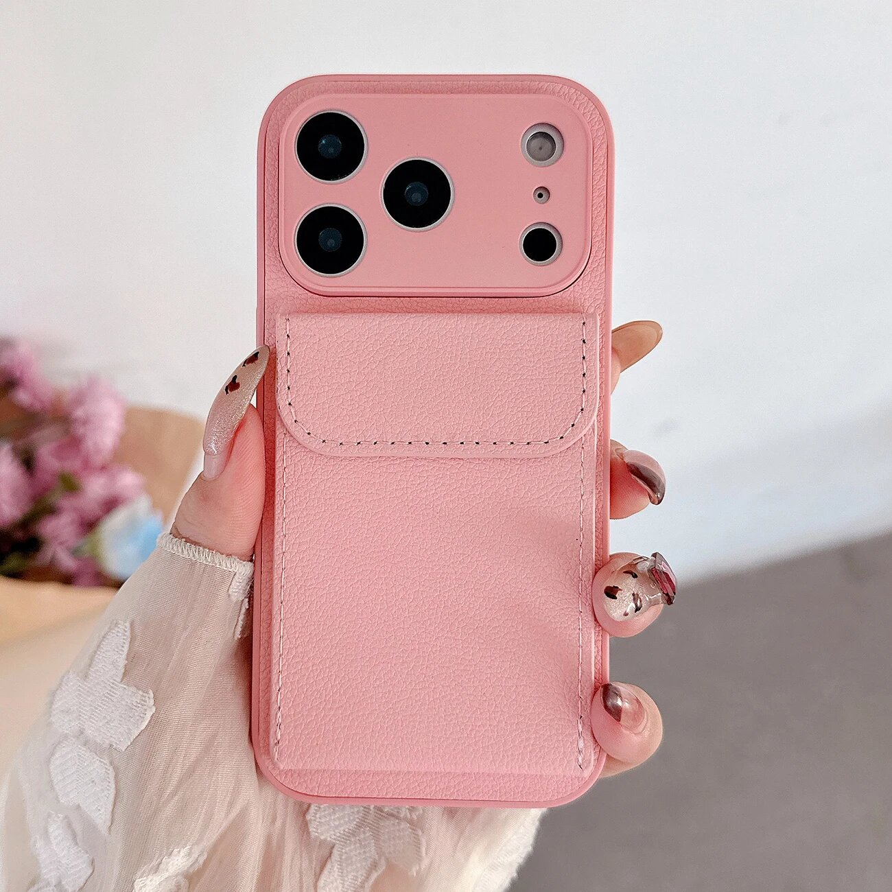 Чехол Из Искусственной Кожи С Отделением Для Карт Для iPhone Air 17-11 iPhone17 Pro, Розовый, Pink