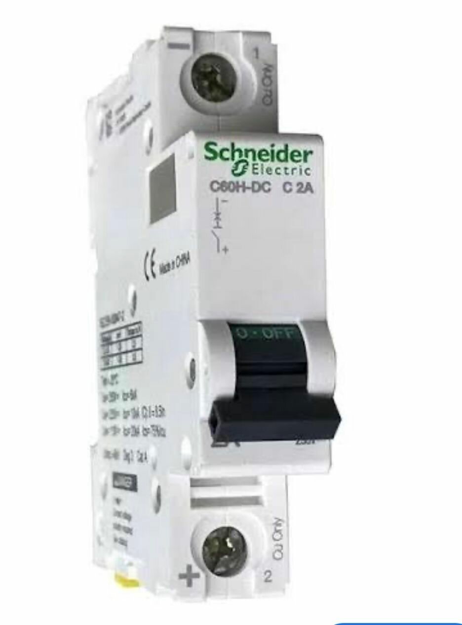 SE Acti 9 C60H-DC Автоматический выключатель 1P 2 А (C) 250В DC, Schneider Electric, A9N61502