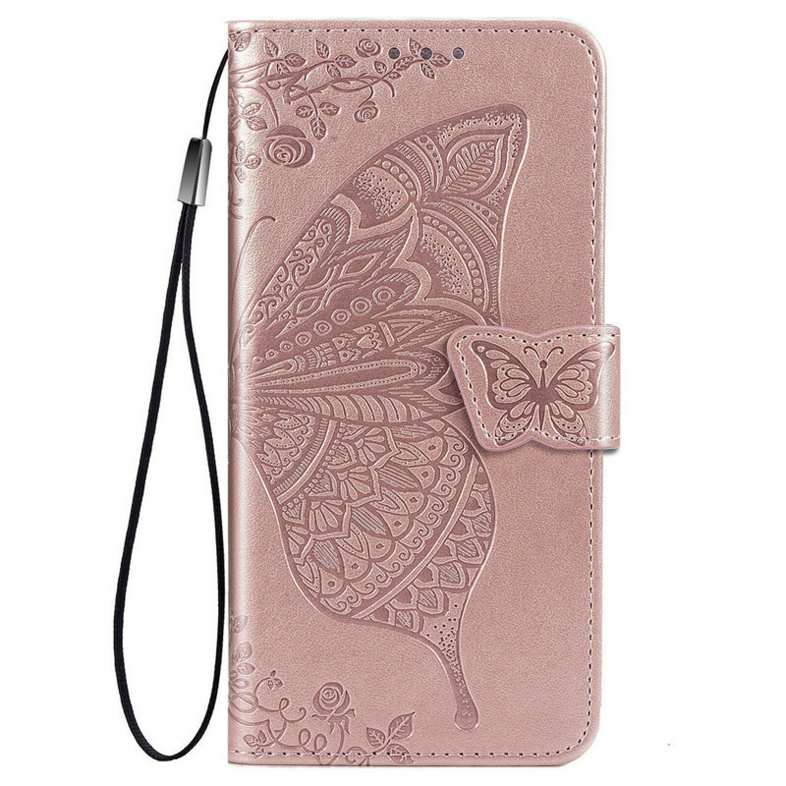 Защитный чехол-книжка MyPads из кожи с тиснением для Apple iPhone 13 Pro Max розовый