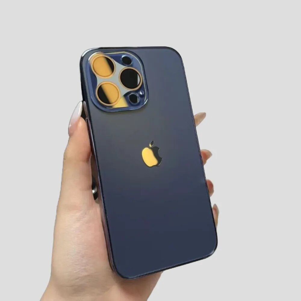 Чехол для iPhone 12 Pro Max /Оригинальный цвет/Чувство роскоши/ВСЕ -В -одна Защита линз из наностекла/ на айфон 12 про макс Темно - синий