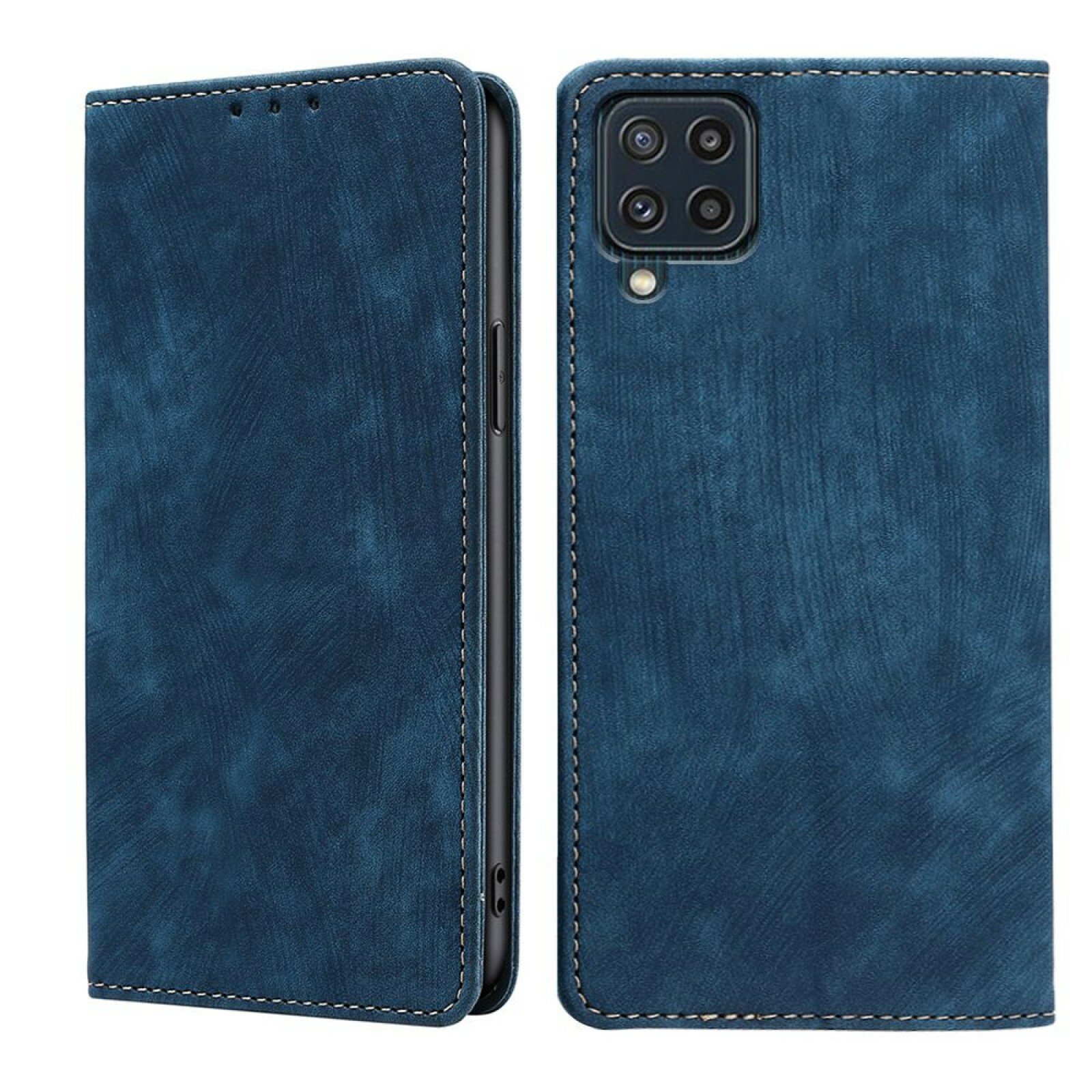 Чехол-книжка MyPads для Samsung Galaxy M32 с софт-тач покрытием, синий