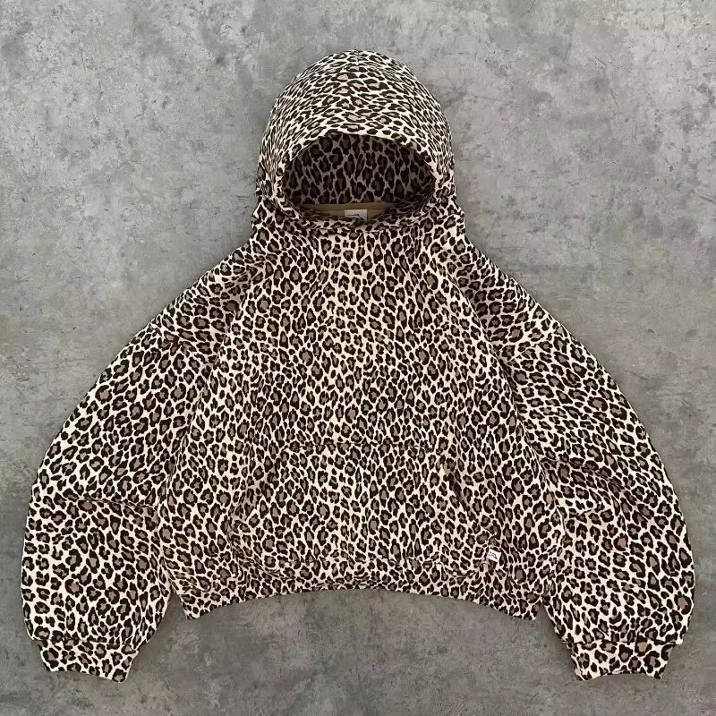 Леопардовый худи с капюшоном Oversized, XL, Цвет: 1