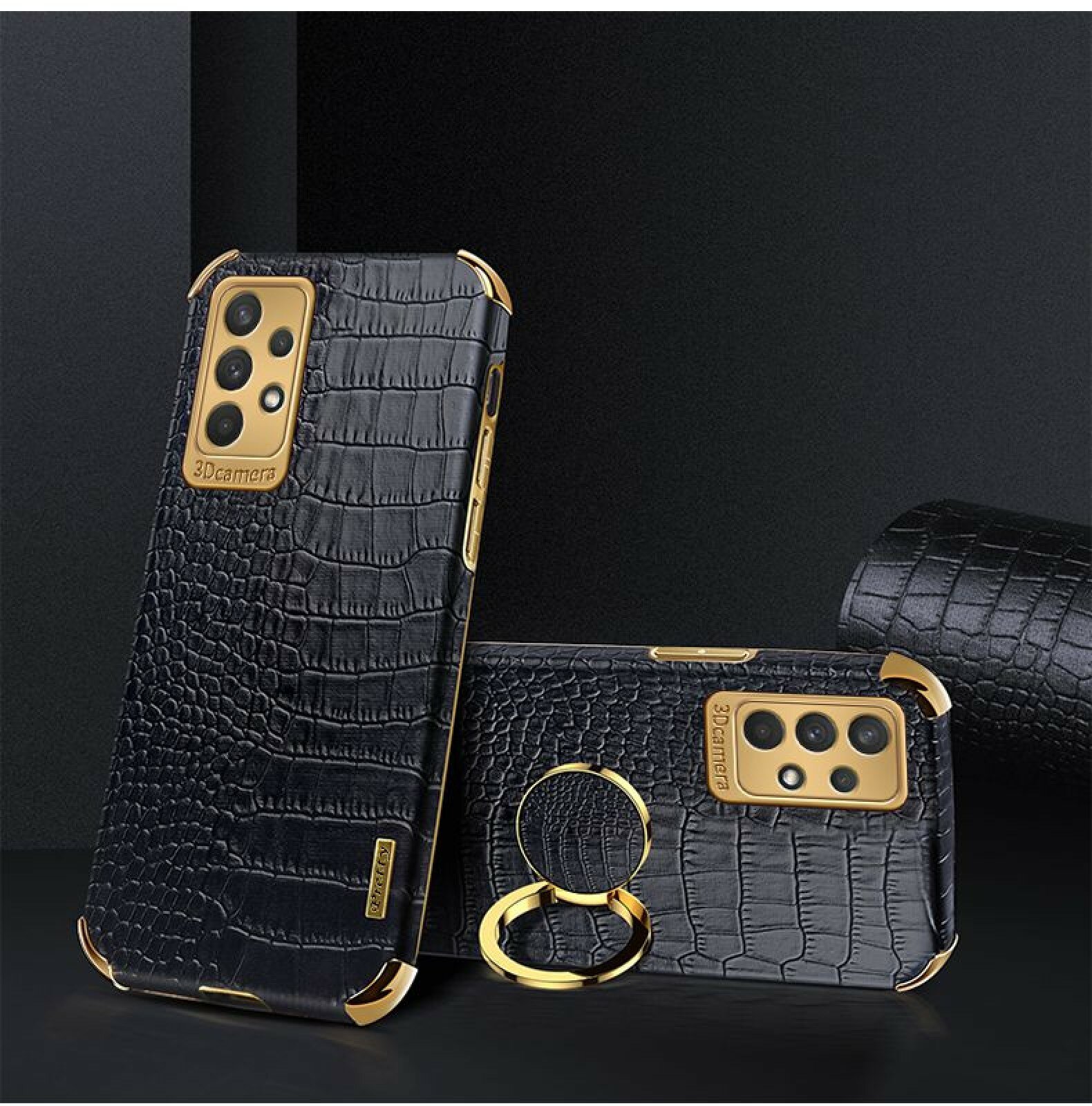 Противоударный чехол MyPads для Samsung Galaxy A52 черный накладка с кольцом-подставкой