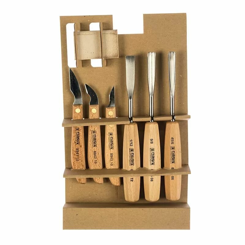 Набор из 6 резцов + брусок в карт. коробке, Narex 894610