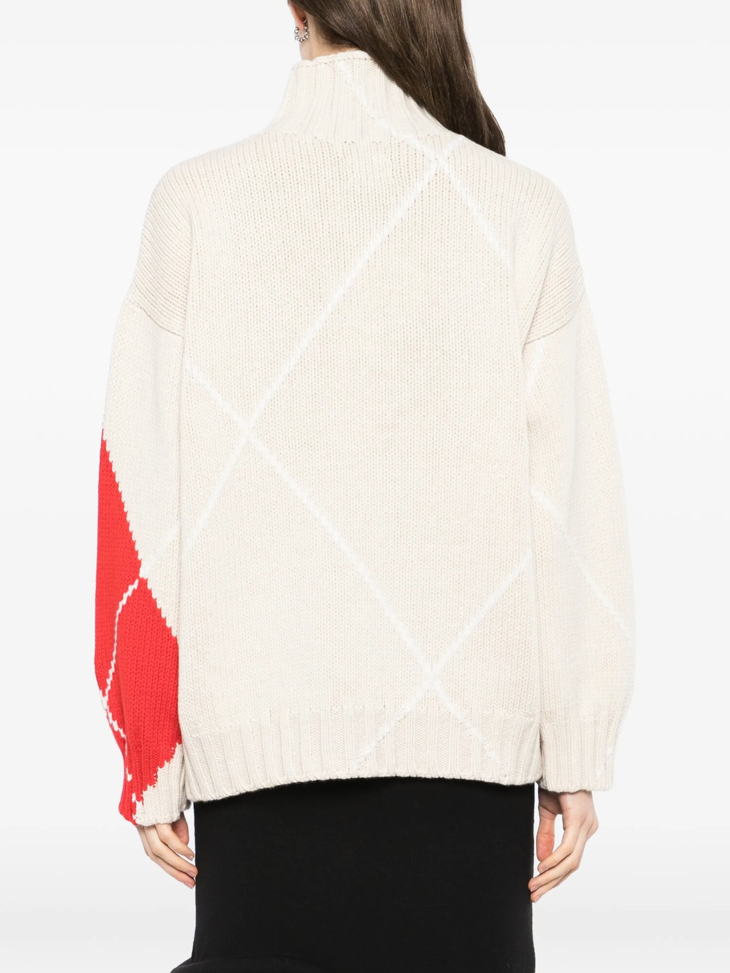 Свитер JW Anderson Turtle-neck argyle sweater, размер M, , белый — фото 1