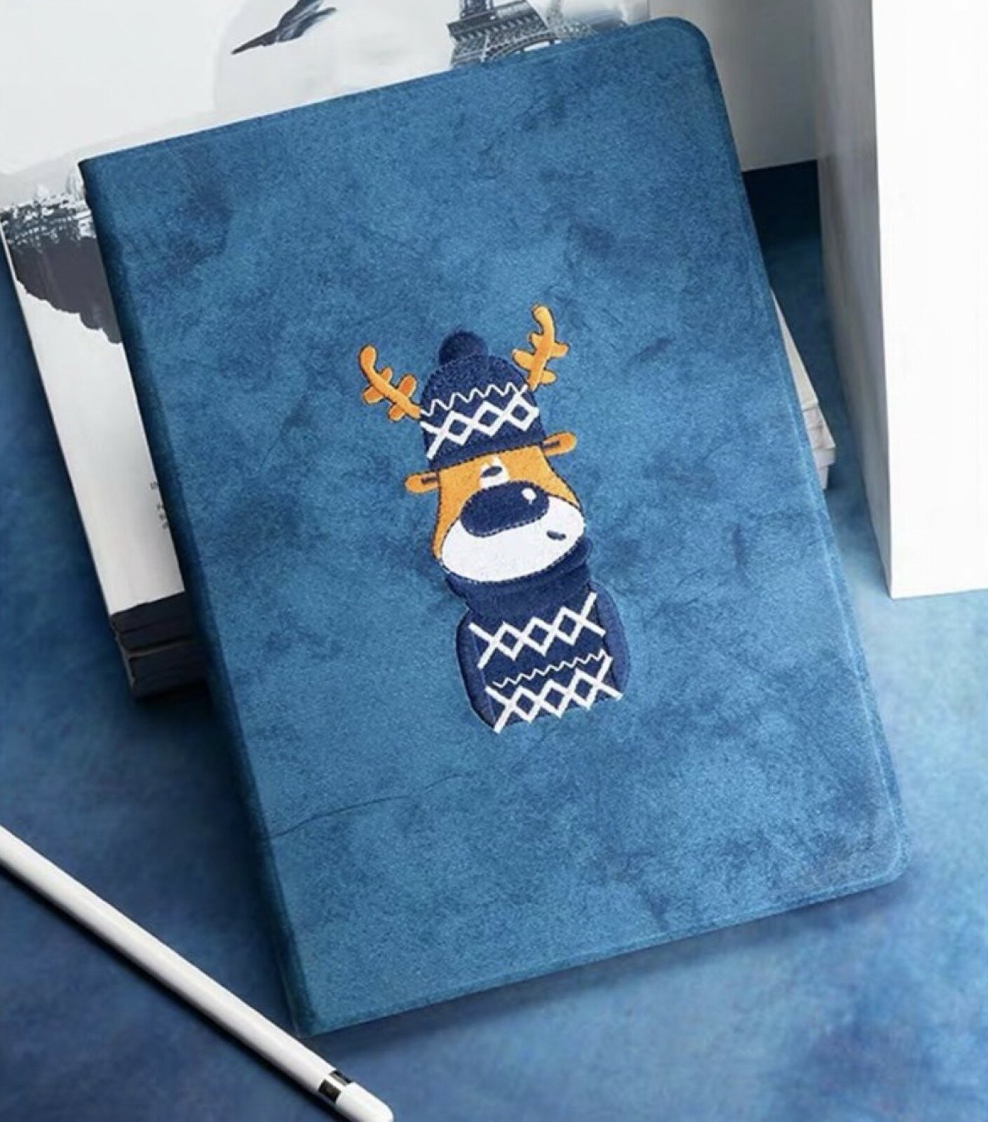 Защитный чехол-обложка MyPads для iPad mini 1/2/3 с оригинальным рисунком оленя, синий