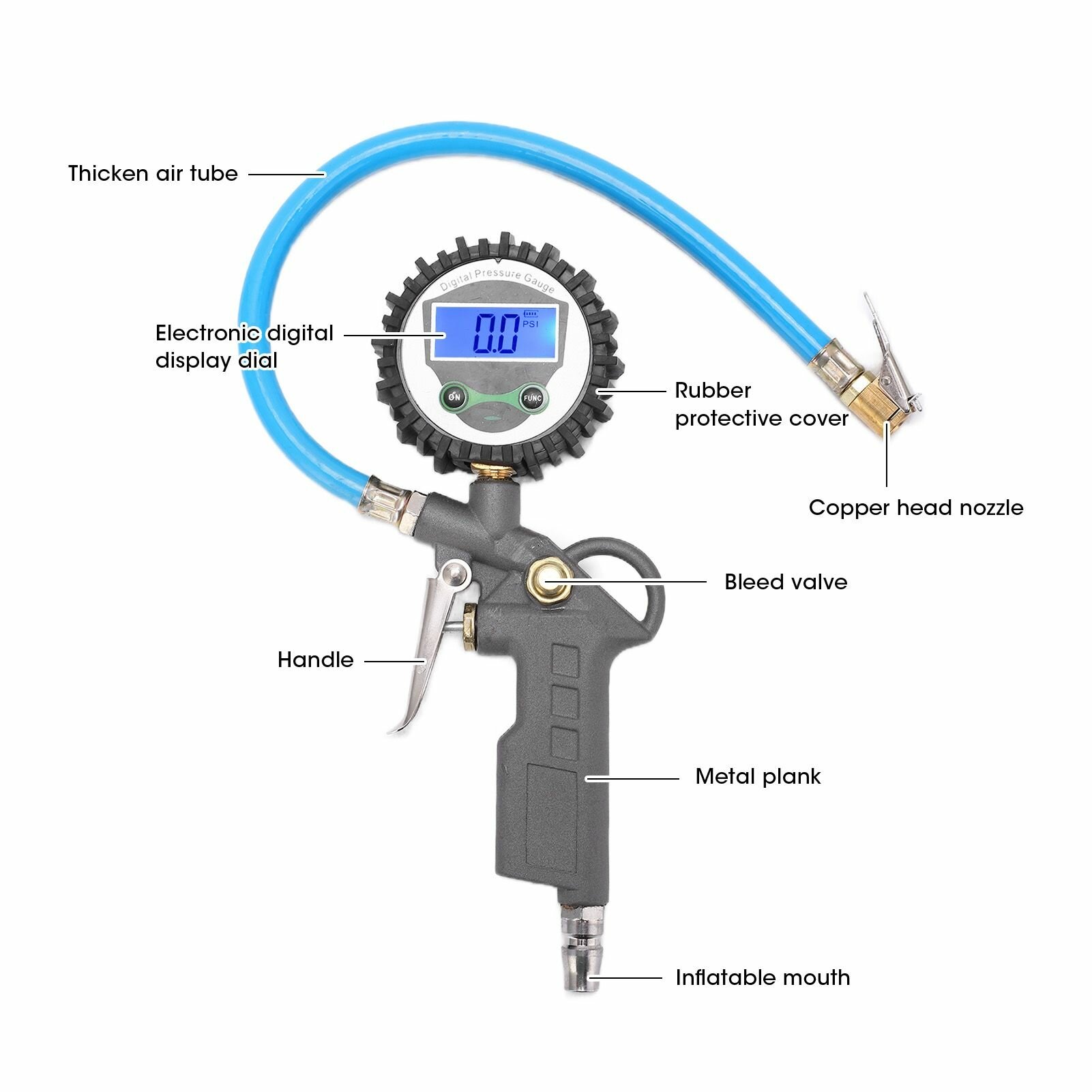 Цифровой манометр для накачки шин с подсветкой 0 230PSI измеритель из цинкового сплава инструмент для воздушного компрессора