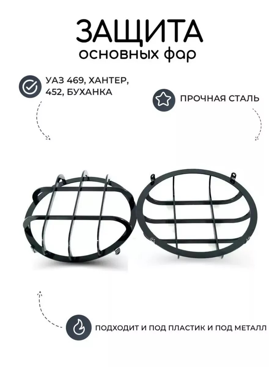 Защита основных фар на УАЗ 469, 452, Хантер, Буханка (2 шт)