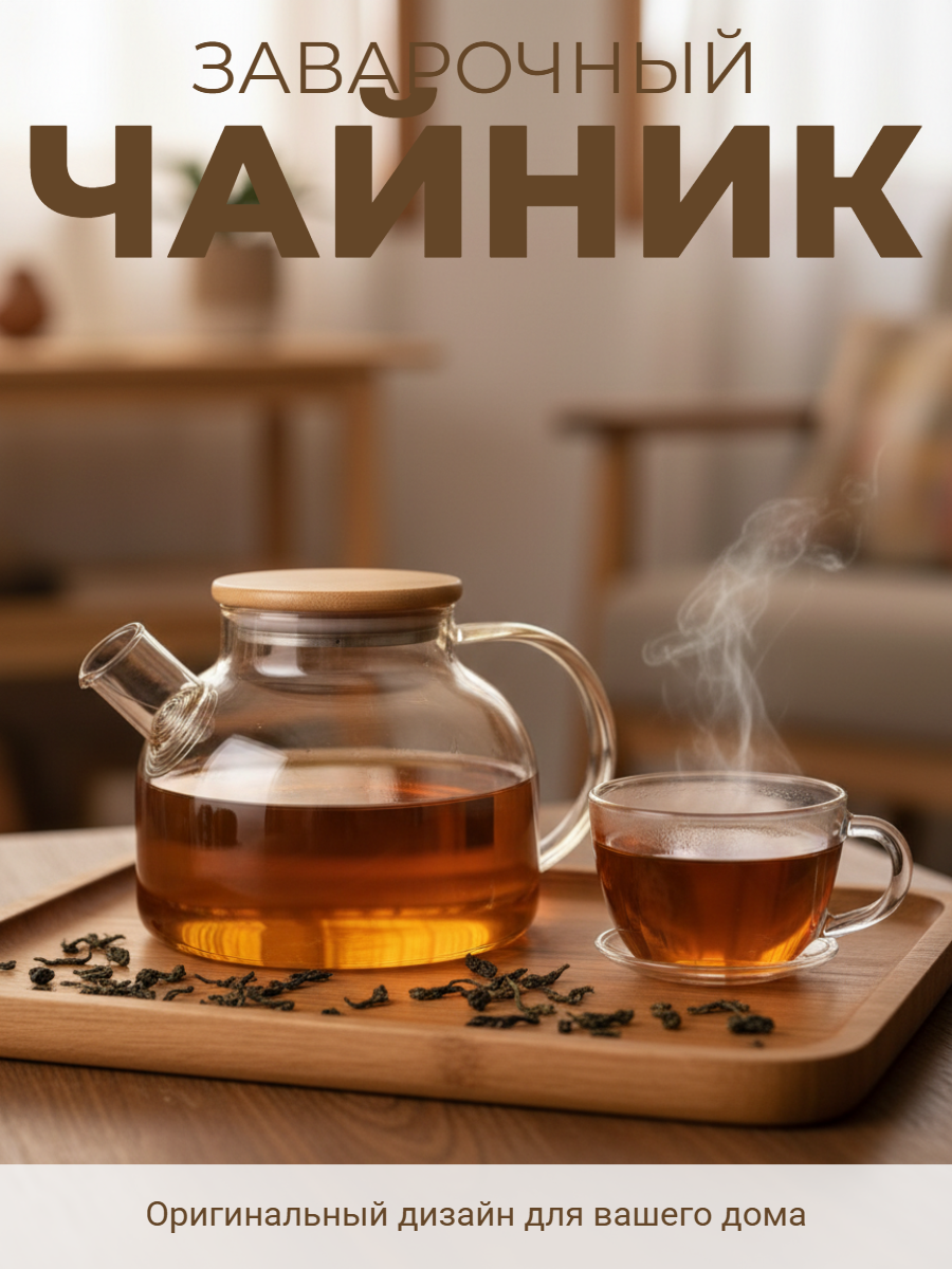 Чайник заварочный с фильтром 1000 мл золотой