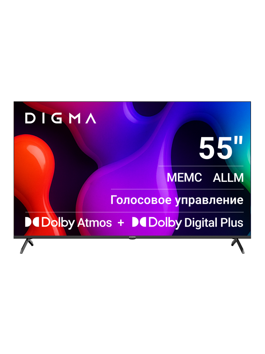 Телевизор Digma DM-LED55UQB31 55" QLED, 4K Ultra HD, черный, смарт ТВ, Google TV