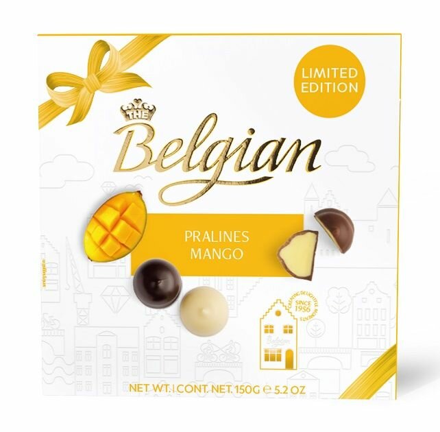 Конфеты BELGIAN шоколадные - пралине со вкусом манго /картон/ 150г