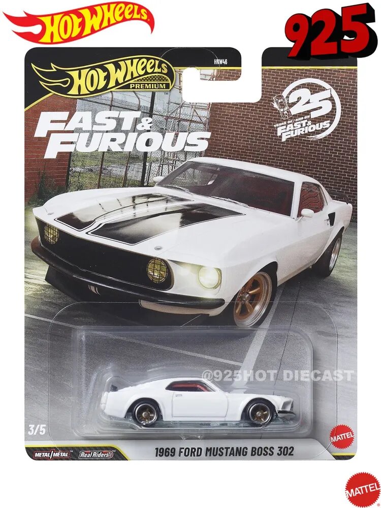 Машинка Hot Wheels Fast & Furious Premium HNW46 2026N 69 Ford Mustang Boss 302 Форсаж Форд Мустанг