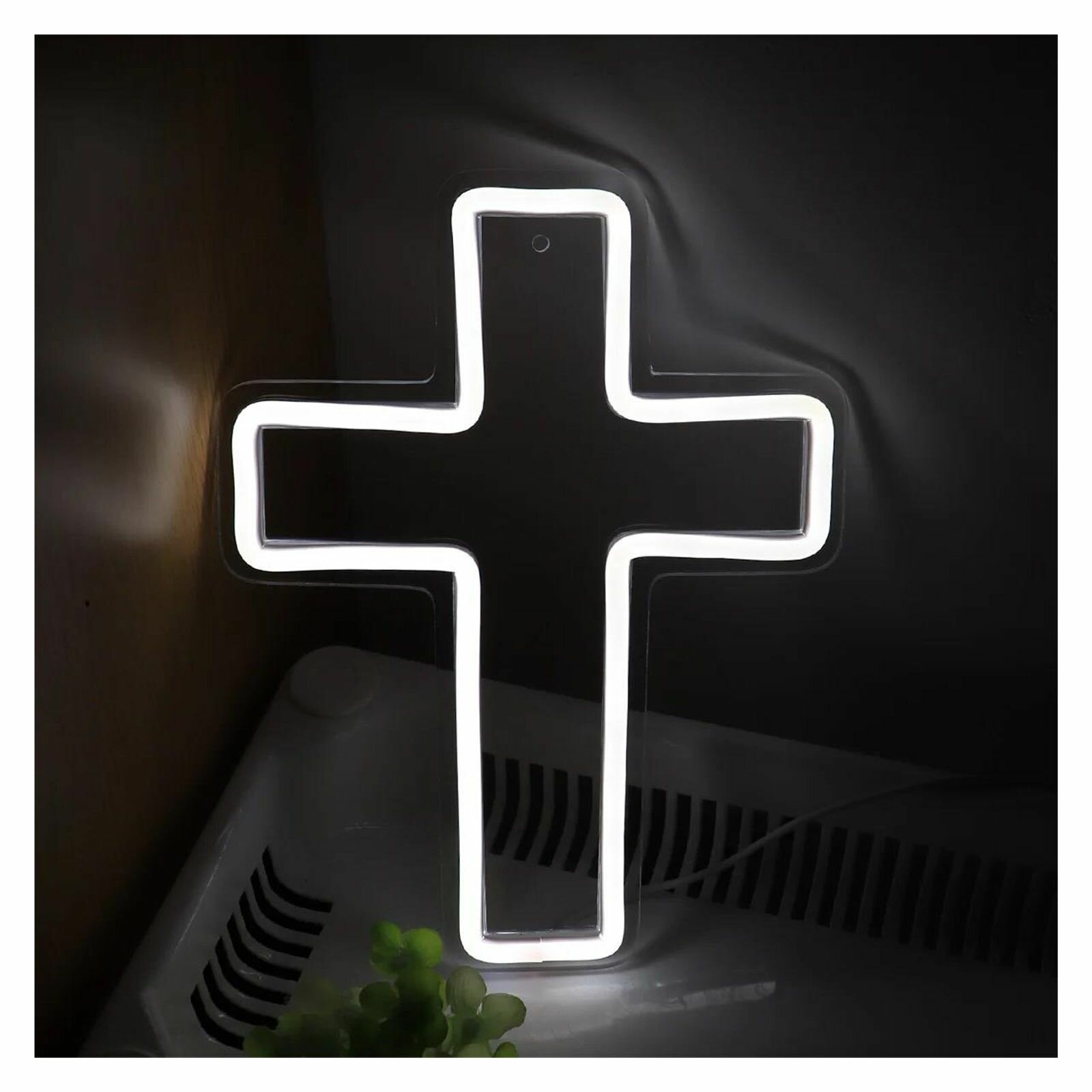 Белый Крест Иисуса Неоновая Вывеска 19,4смх25см